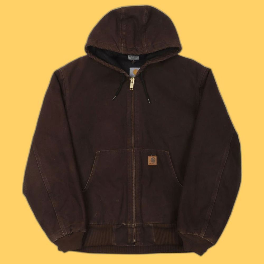 Vintage Carhartt Hooded Work Jacket In Dark Brown San… - Gem